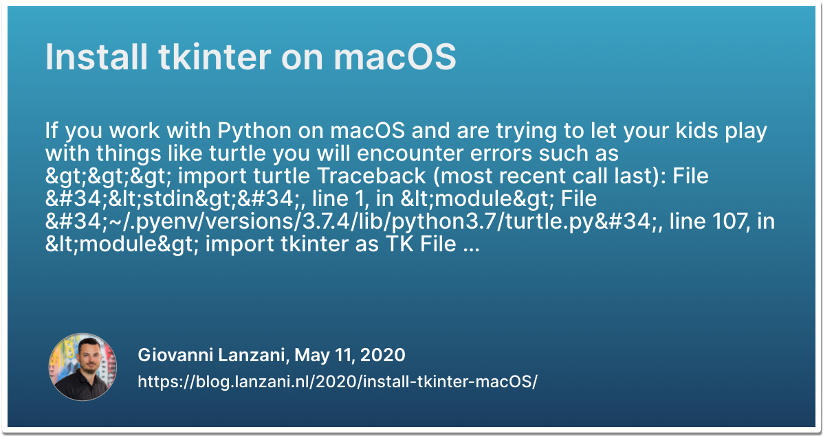 Install Tkinter On Macos · Technical Inconsistencies Blog