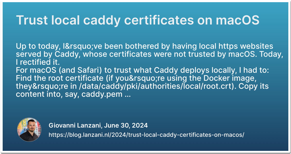 Trust Local Caddy Certificates On Macos · Technical Inconsistencies Blog